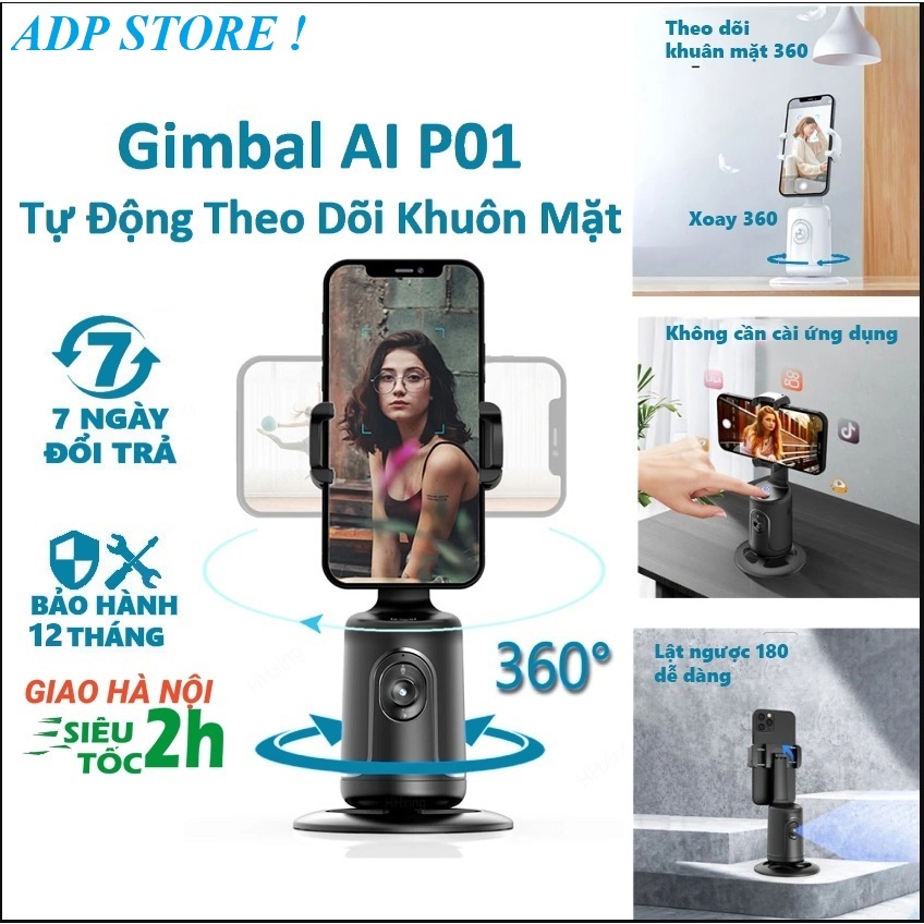 Giá đỡ điện thoại thông minh Gimbal P01 / P02 livestream quay video 360 theo dõi khuân mặt AI ...