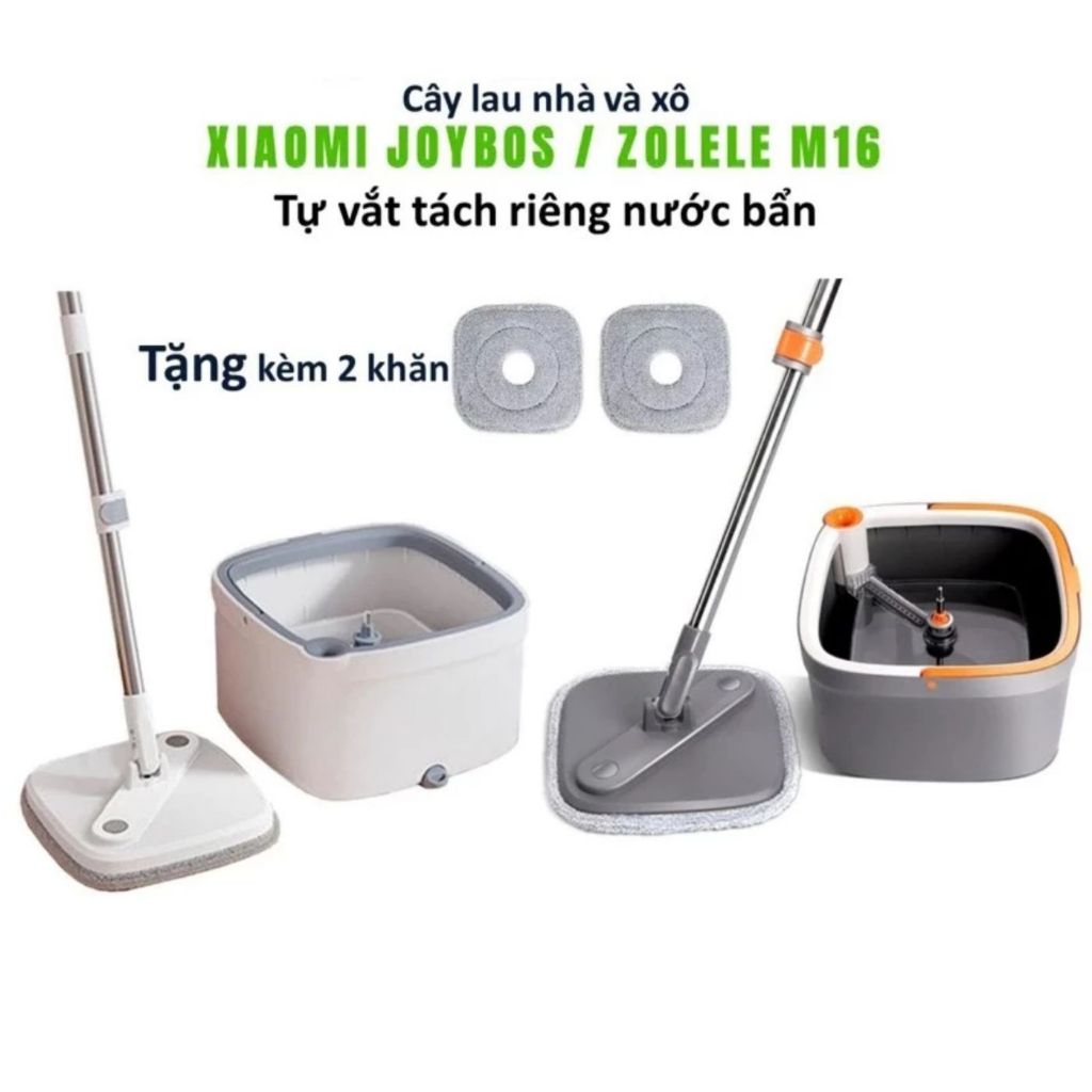 [HỎA TỐC 2H]Bộ Cây Lau Nhà 360 Độ Tự Vắt 2 Ngăn Tách Riêng Nước Bẩn Xiaomi Joybos M16 / Zolele ...