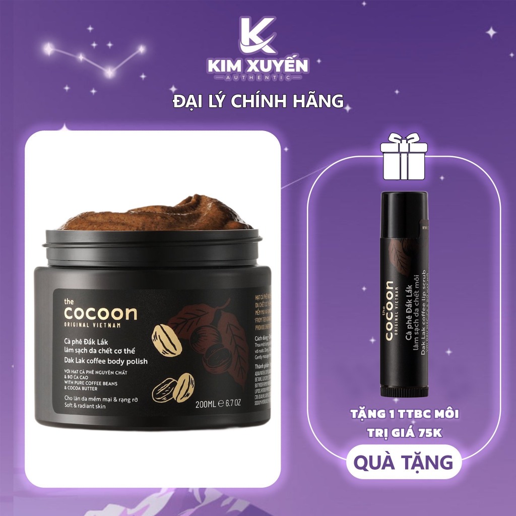 (Mua 1 Tặng 1) Tẩy tế bào chết body Cà phê Đắk Lắk Cocoon 200ml - Tặng ...