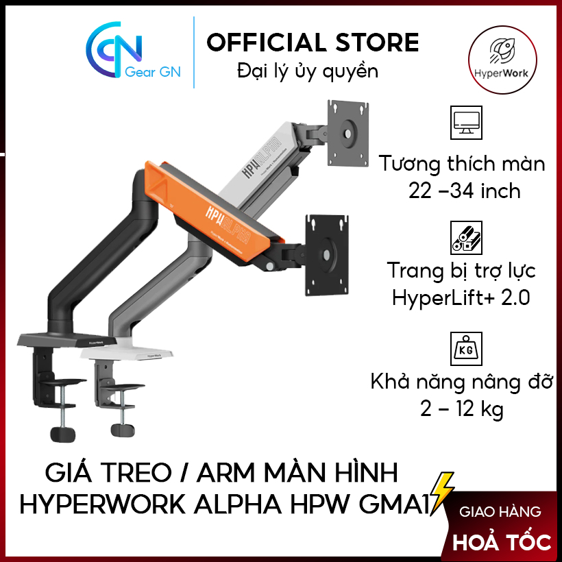 Giá treo / Arm màn hình HyperWork Alpha HPW GMA1 - Hàng chính hãng bảo ...