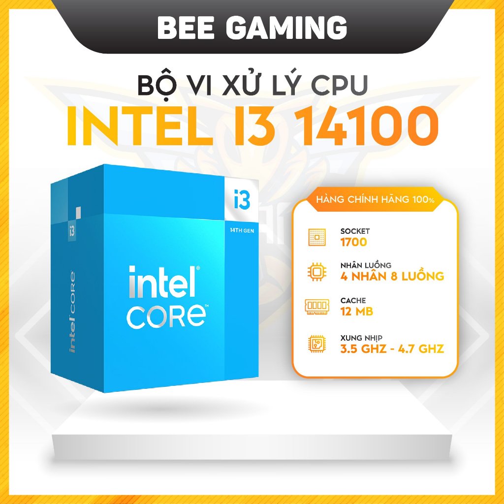 CPU INTEL i3 14100 ( 3.5GHz Turbo 4.7GHz / 4 Nhân 8 Luồng / 12MB / LGA ...