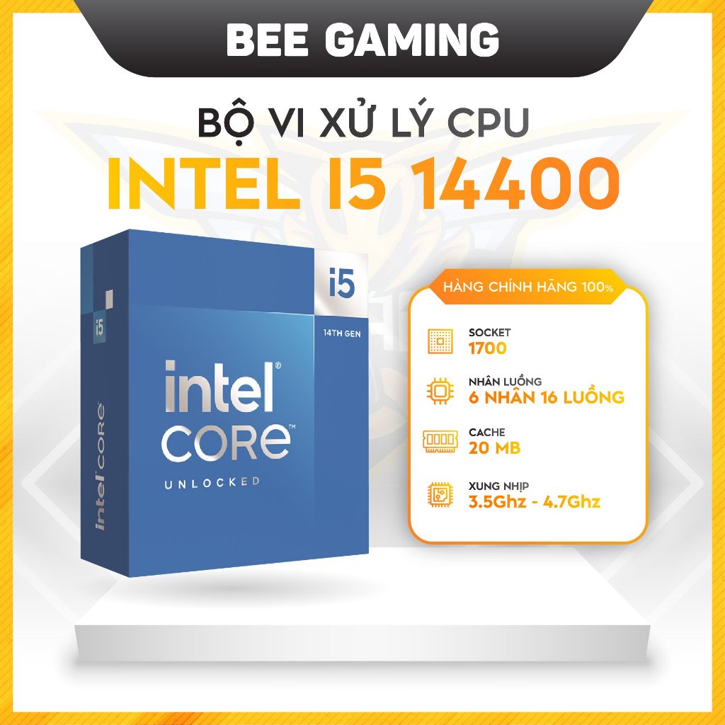 CPU INTEL i5 14400 ( 2.5GHz Turbo 4.7GHz / 10 Nhân 16 Luồng / 20MB / LGA 1700 ) | Shopee Việt Nam