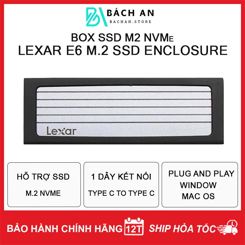 Box SSD Lexar E6 M.2 SSD Enclosure LPAE06N-RNBNG Tốc Độ 10Gbps - Kèm 1 ...