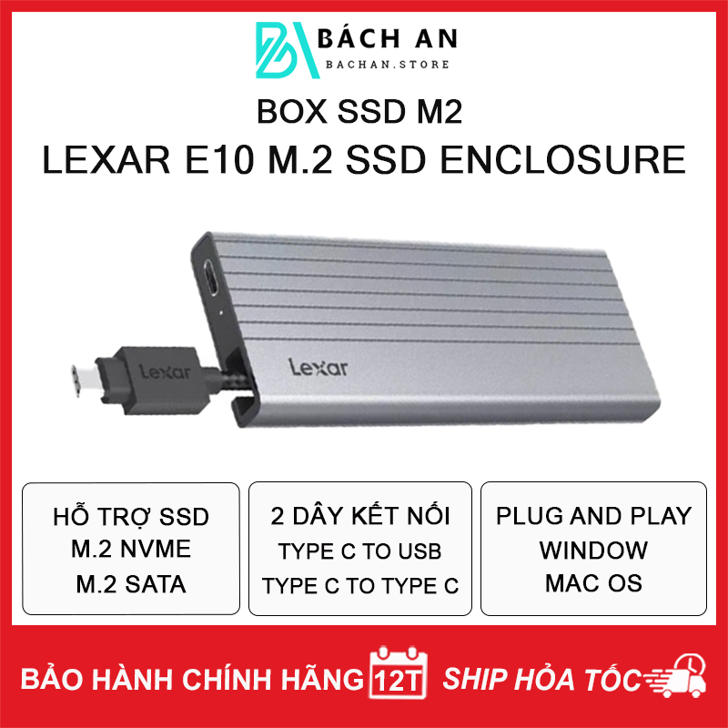 Box SSD Lexar E10 M.2 SSD Enclosure Tốc Độ Cao 10Gbps - Kèm 2 Cáp TypeC ...