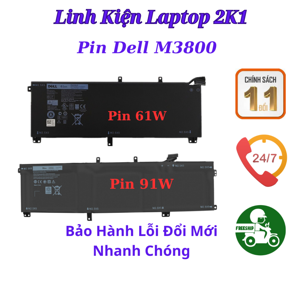 Pin Laptop dell Precision M3800 245RR T0TRM H76MV 7D1WJ Dell XPS 15 ...