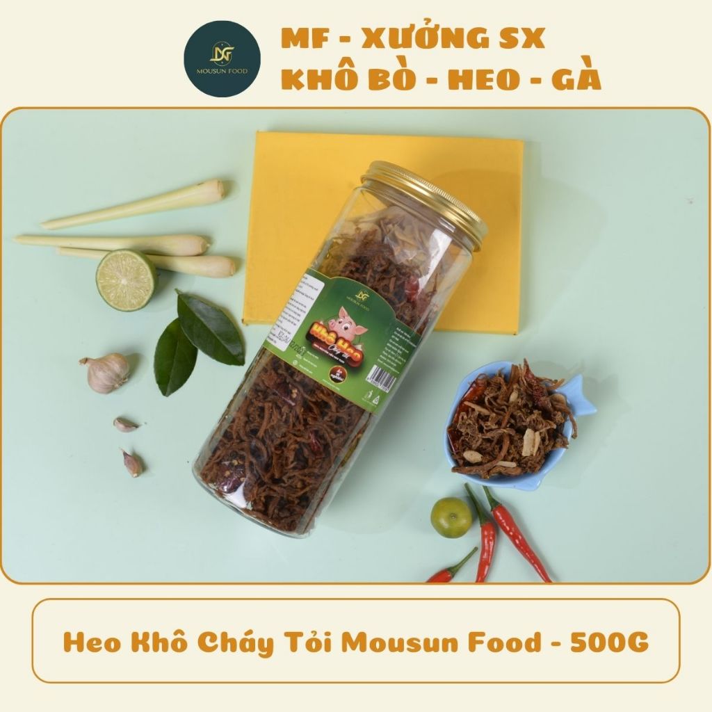 Heo Khô Cháy Tỏi Mousun Food VSATTP Hộp 500 Gram Heo Cháy Tỏi Đồ Ăn Vặt ...