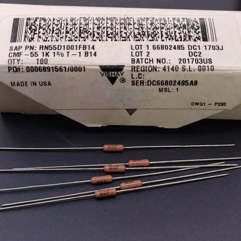 Điện trở nâu Vishay DALE 1/4W 1R, 100R, 1K, 2.21K, 10K, 39.2K, 100K ...