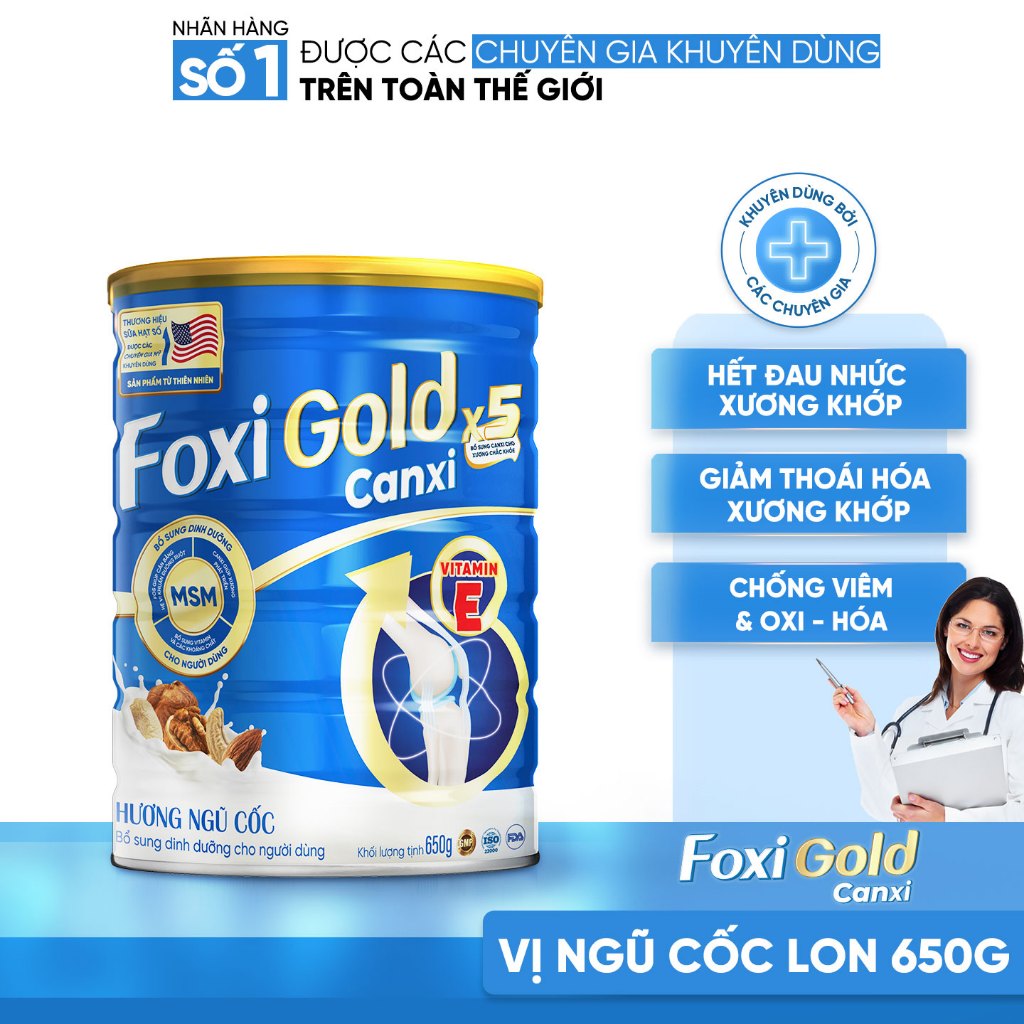 Foxi Gold Canxi nhập Mỹ, 650g/lon hương vị ngũ cốc thuần chay. Sữa hạt ...