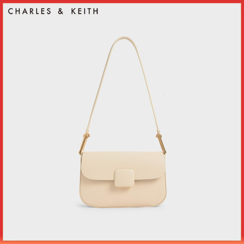 Charles & Keith Túi đeo vai nắp gập Koa Square Push Lock | Shopee Việt Nam