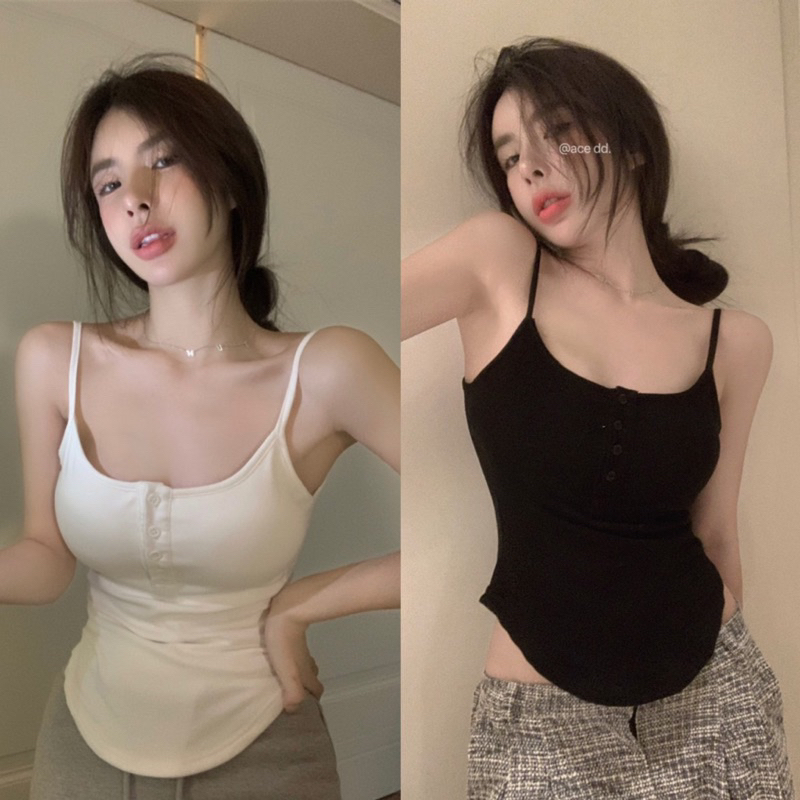 Áo Hai Dây Nữ 3 Cúc mới năm 2024 thiết kế vạt bầu xinh xắn m706, Áo tank top hở cổ đáy | Shopee ...