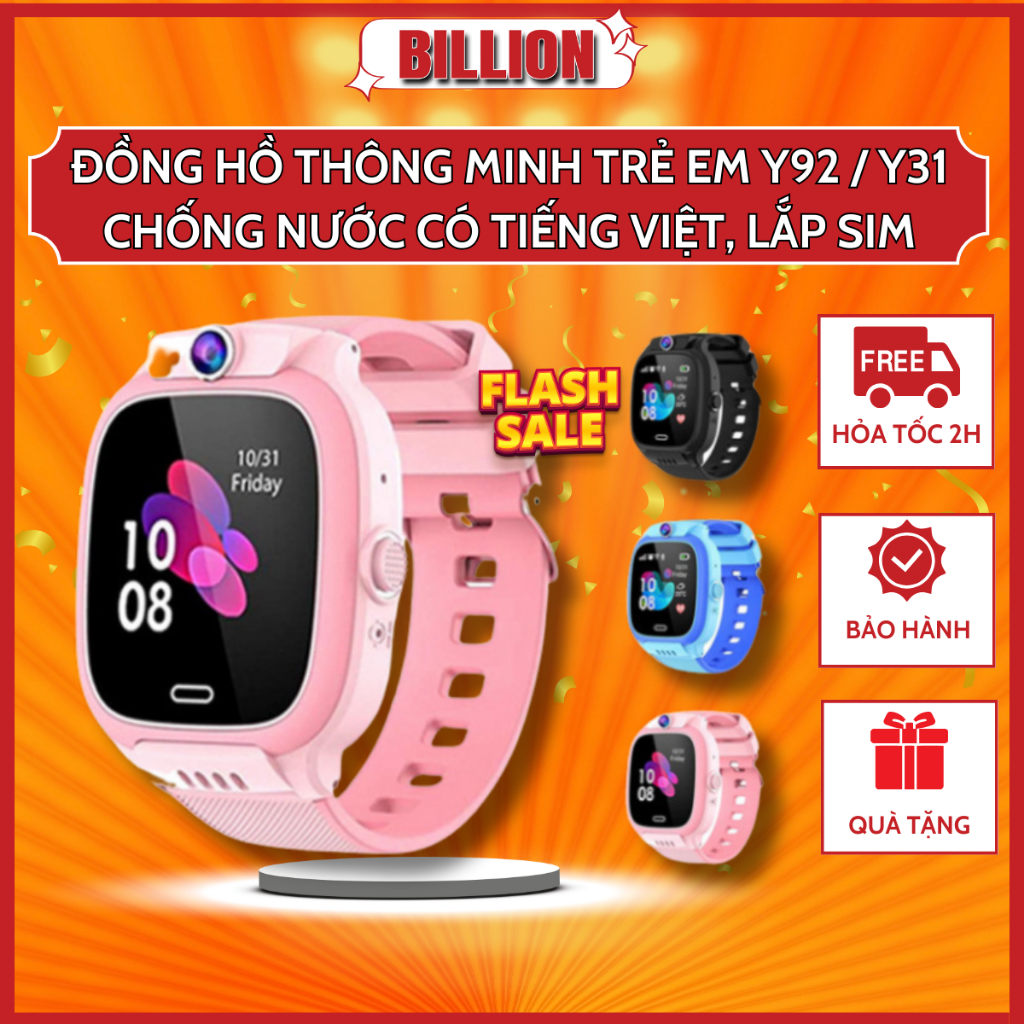 Đồng Hồ Thông Minh Trẻ Em Y92 / Y31 Chống Nước Có Tiếng Việt, Wifi, Lắp Sim, Bảo Hành 12 Tháng ...