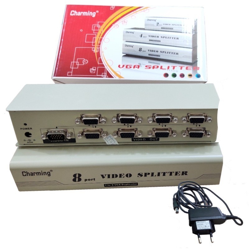 Bộ chia màn hình VGA 1 ra 2, Chia VGA 1 ra 4, Chia 1 ra 8 Charming - Bộ gộp VGA 4 vào 1 chất ...
