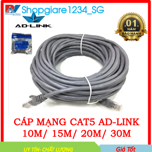 Cáp Mạng Cat5 ADLINK 10M/ 15M/ 20M/ 30M , Dây Xám Đen, High Speed, Bảo Hành 12 Tháng | Shopee ...
