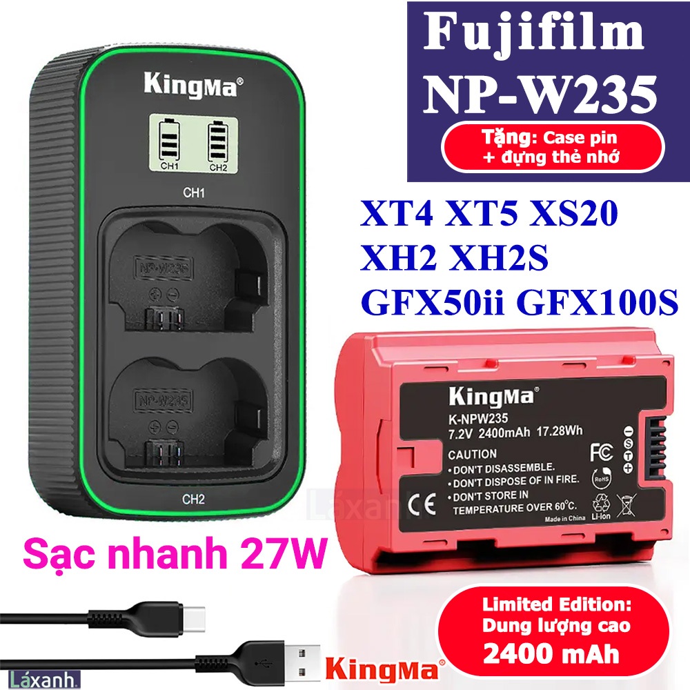 Fujifilm W235 DL cao 2400 mAh | Pin và Sạc máy ảnh GFX50Sii XT4 XT5 XH2 XS20 GFX100S XH2s GFX50S ...