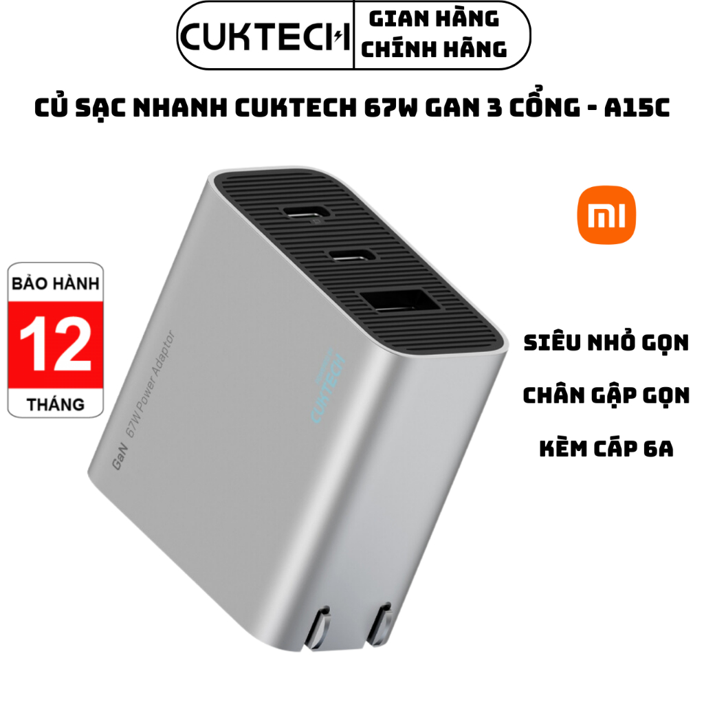 Sạc Nhanh Cuktech 67w GaN 3 Cổng - Bảo Hành 12 Tháng (A15C) | Shopee ...