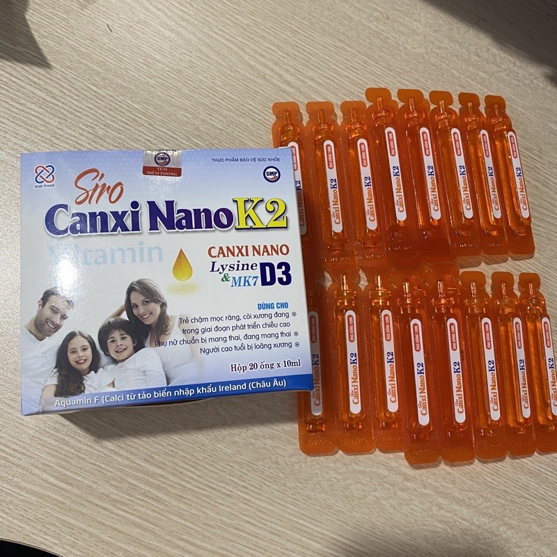 Hộp 20 ống -Canxi hữu cơ - canxi ống cho trẻ từ 0 tháng tuổi bổ sung Vitamin D3 K2 MK7 -Siro ...