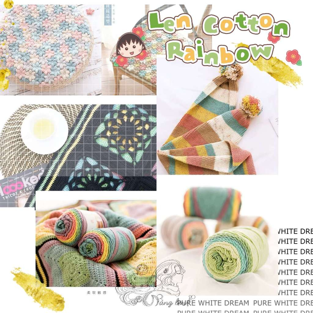 Len Cotton Rainbow - :Len Sợi Loang Cầu Vồng - Cuộn 100gr | Shopee Việt Nam