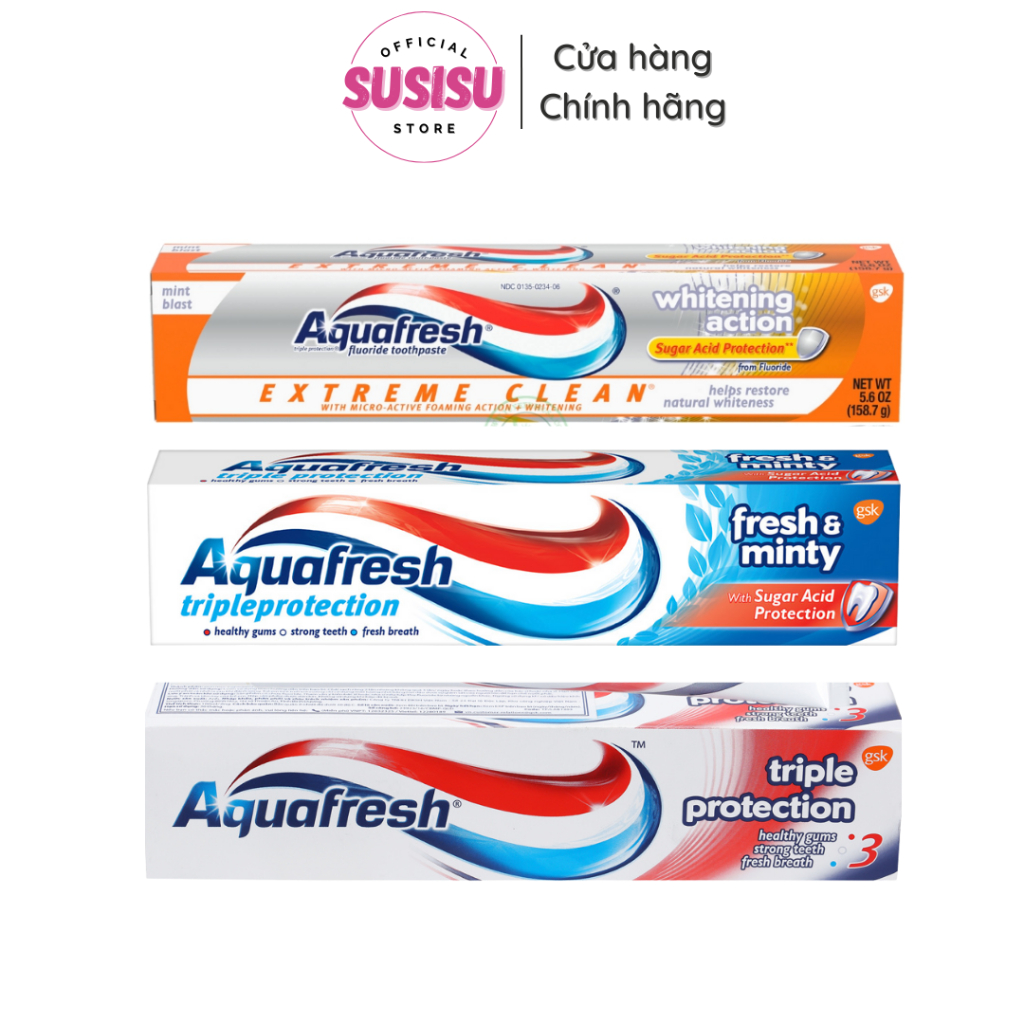 Kem đánh răng trắng sáng Aquafresh Extreme Clean Whitening Action/Fresh ...