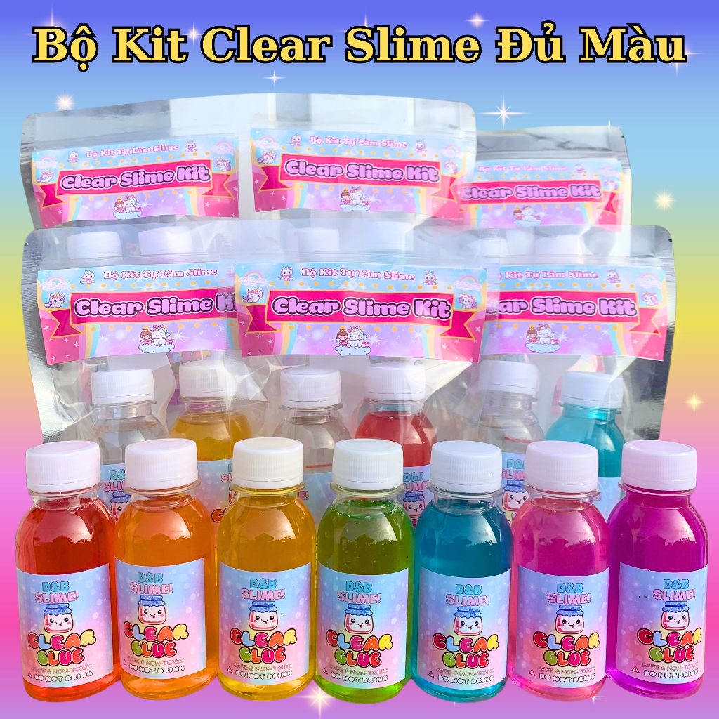 [Hot Trend] Bộ Kit làm Clear Slime Cầu Vồng - Kit làm Slime Trong Suốt ...