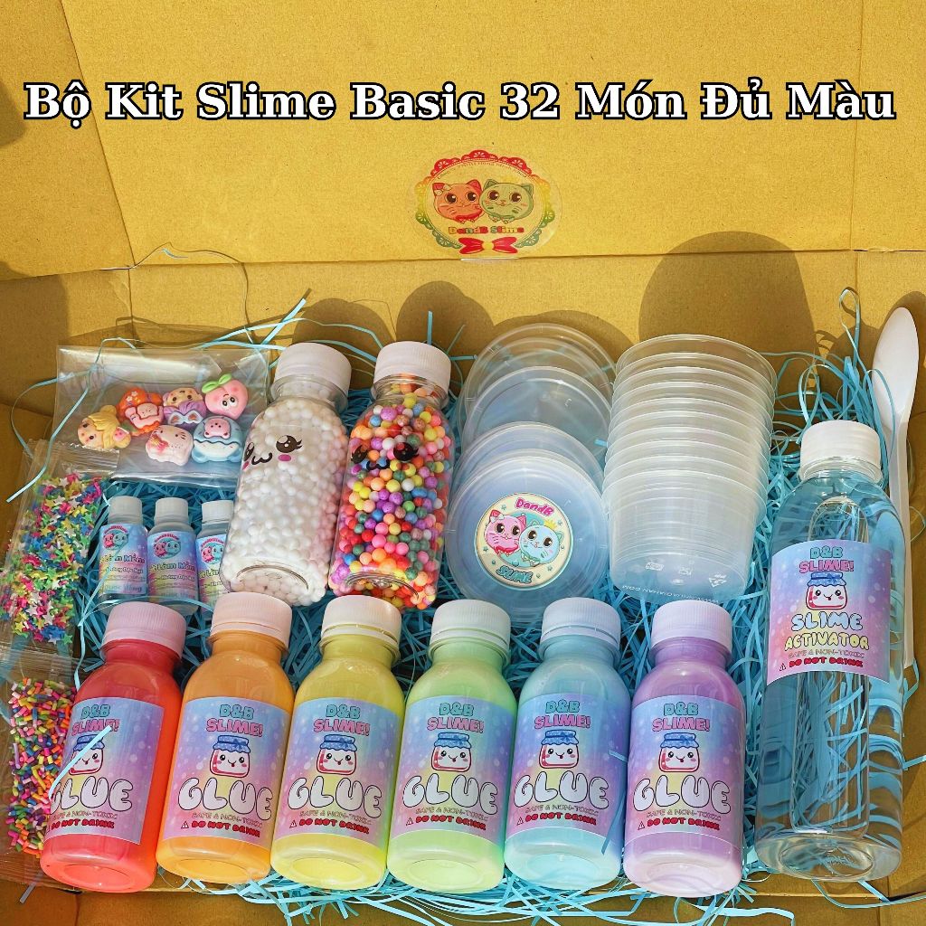 [BÁN CHẠY] Bộ Kit làm Basic Slime Cầu Vồng Pastel 32 Món - Kit làm ...