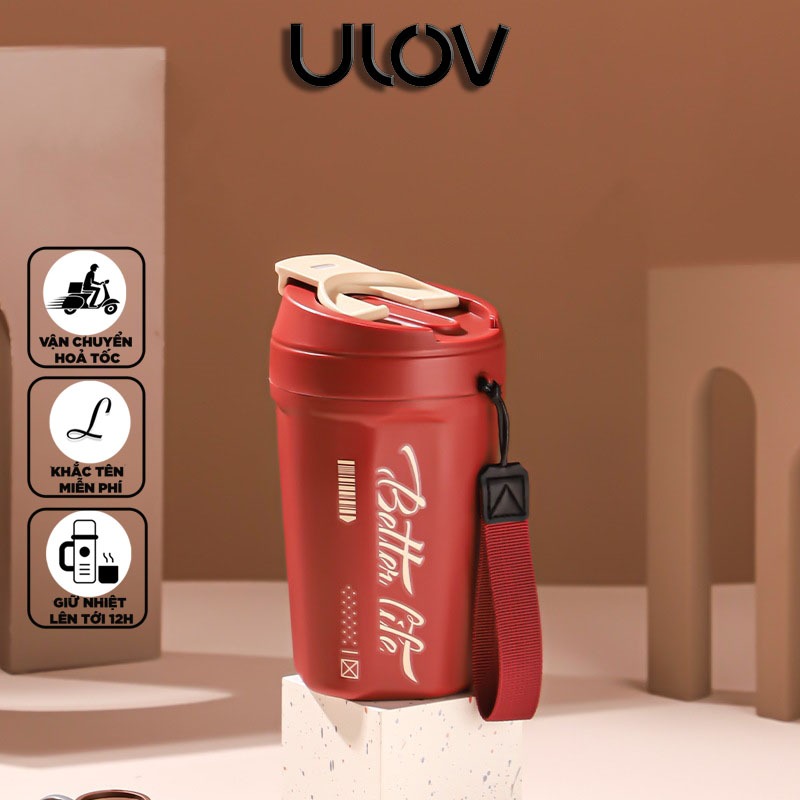 Cốc giữ nhiệt văn phòng nắp chống đổ, quai xách 520ml, inox 304 chính hãng ULOV-COCGN06 | Shopee ...