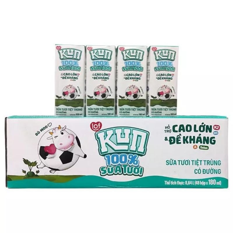 Thùng sữa Kun 100% sữa tuoi 180ml 48 hộp | Shopee Việt Nam