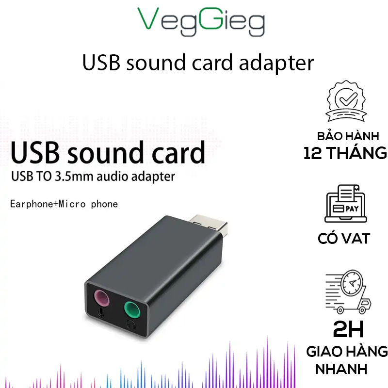 Sound card âm thanh USB 2.0 VegGieg Mã V-K102 hàng chính hãng chất lượng cao | Shopee Việt Nam