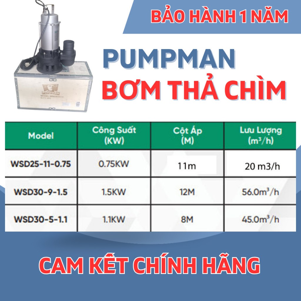 Máy bơm chìm nước thải Pumpman WQD 1hp/1.5hp/2hp | Shopee Việt Nam