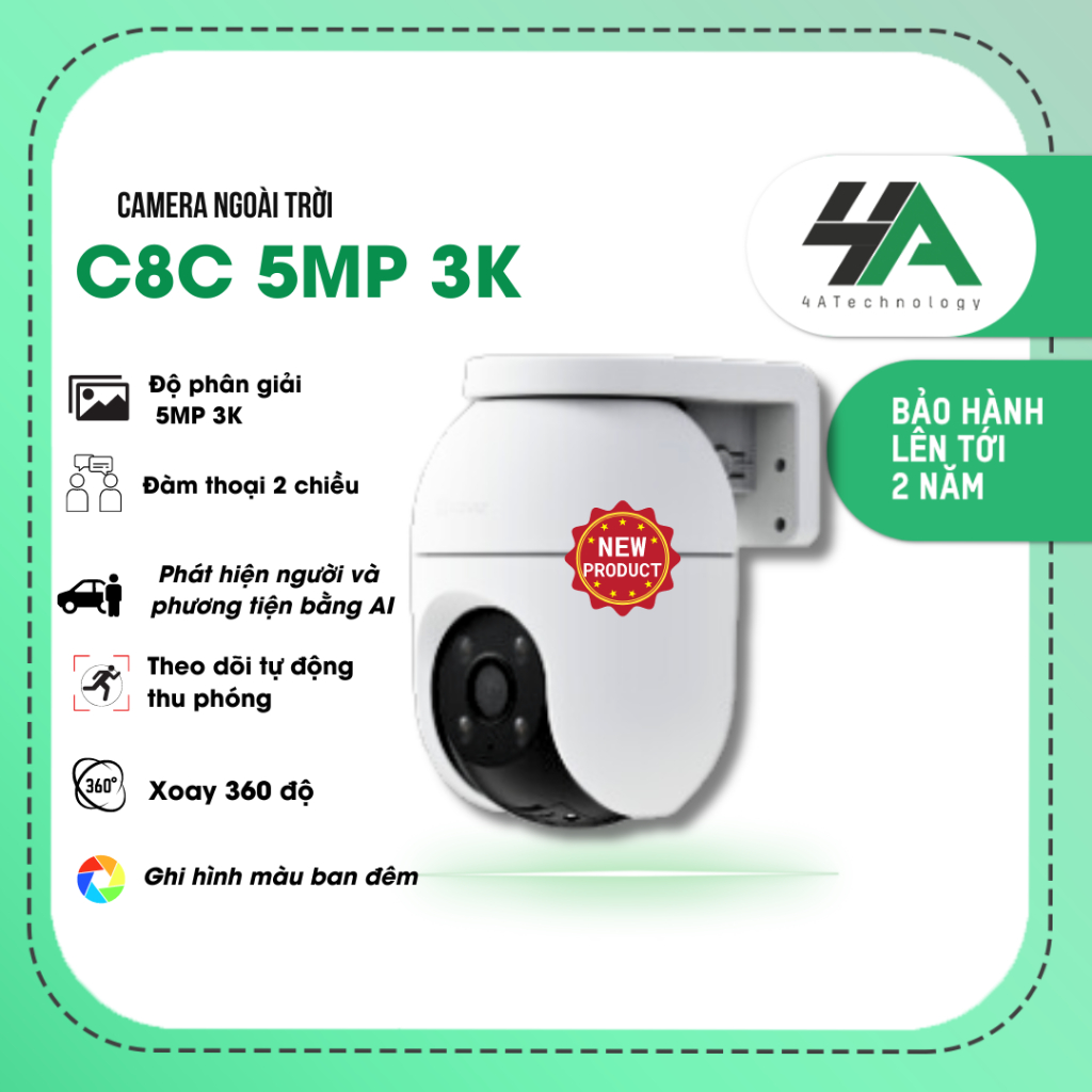 Camera wifi ngoài trời Ezviz C8C 5MP 3K màu đêm,đàm và xoay 360 (Hàng chính hãng) | Shopee Việt Nam
