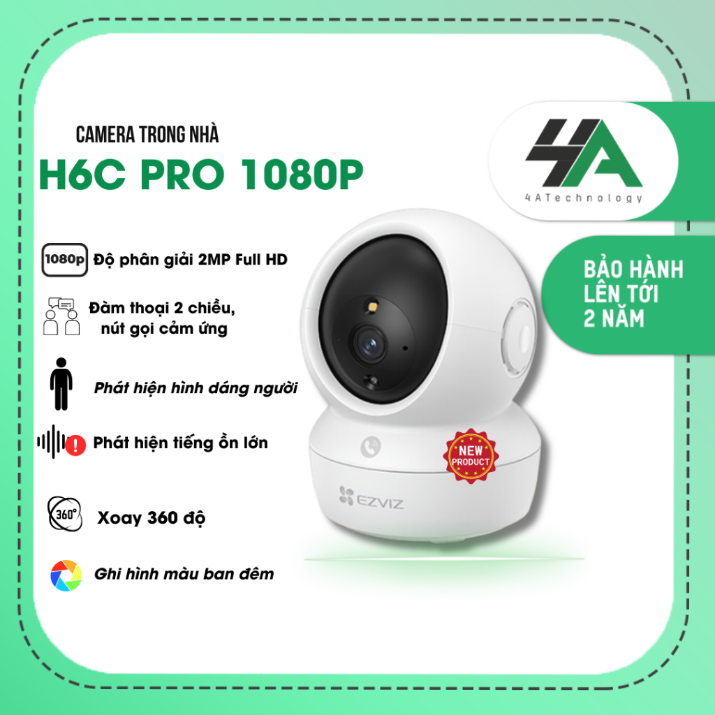 Camera wifi Ezviz H6C PRO 2MP đàm thoại 2 chiều, xoay 360 độ, hàng ...