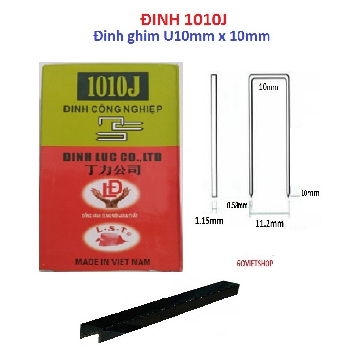 Đinh 1010J màu Đen, hộp 5000 cây, ghim bấm gỗ U1010 đen, đinh u 10mm ...