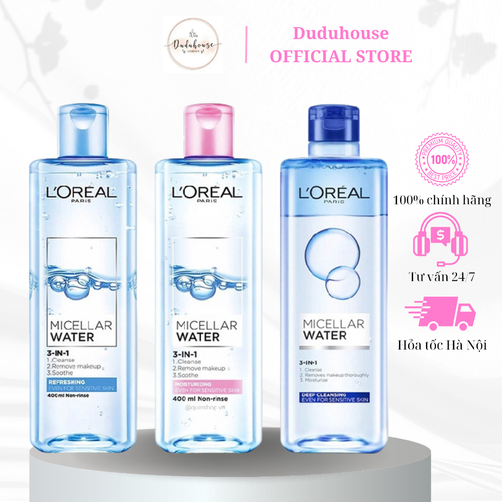 Nước Tẩy Trang L'Oreal Paris 3in 1 Micellar Water Làm Sạch Sâu, Dưỡng Ẩm Mọi Loại Da 400ml ...