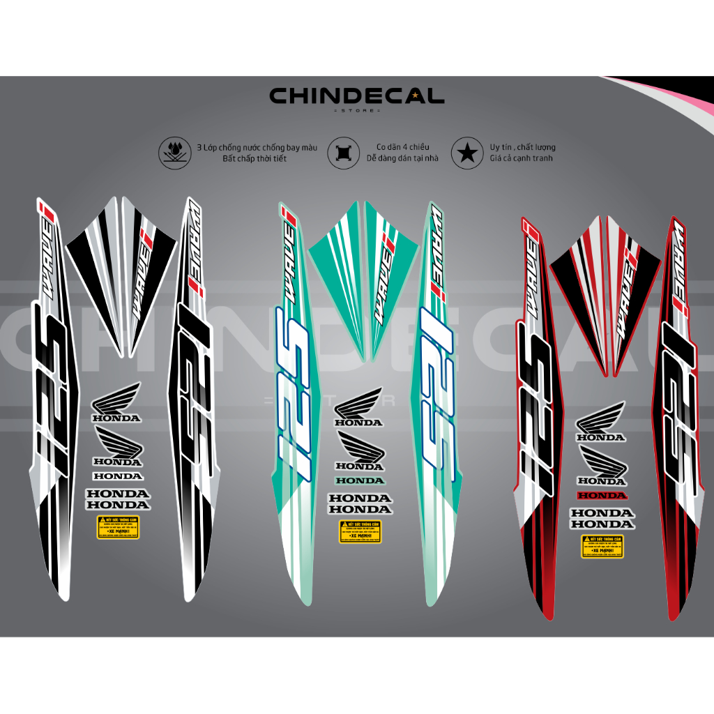 Tem WAVE ALPHA 100 & 50cc Phong cách 125i | Nhiều lựa chọn màu tem | 3 ...