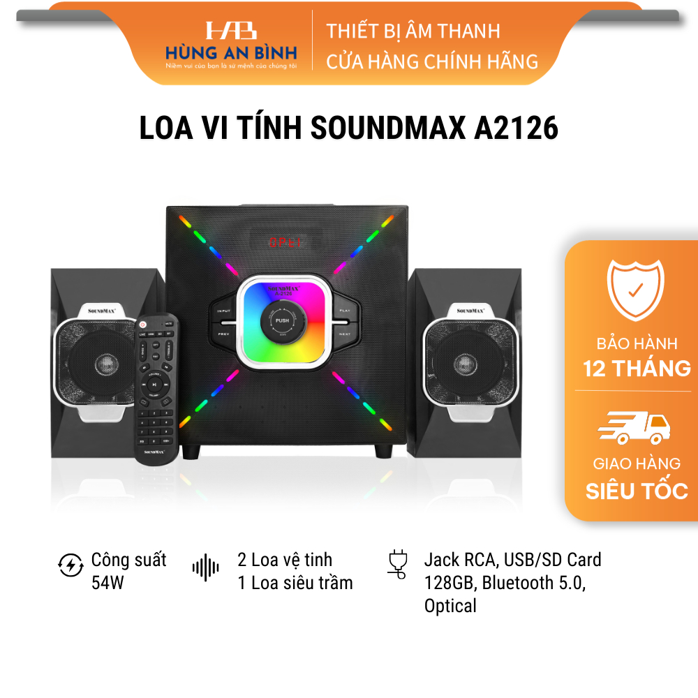 Loa Máy Tính SOUNDMAX A2126 Bass Mạnh Công Suất Lớn 60W Thiết Kế Hiện ...