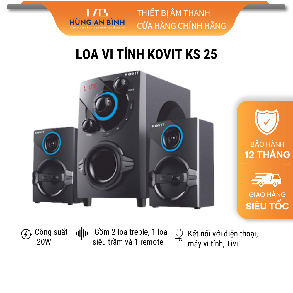 Loa Vi Tính nghe nhạc KOVIT KS 25 Công Suất Super 15W Hỗ Trợ Kết Nối Có ...