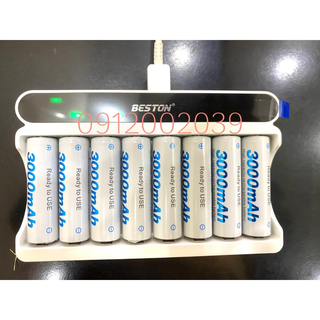Bộ Sạc pin AA AAA Beston C9024L 8 khe, mẫu mới sạc nhanh, tự ngắt khi ...