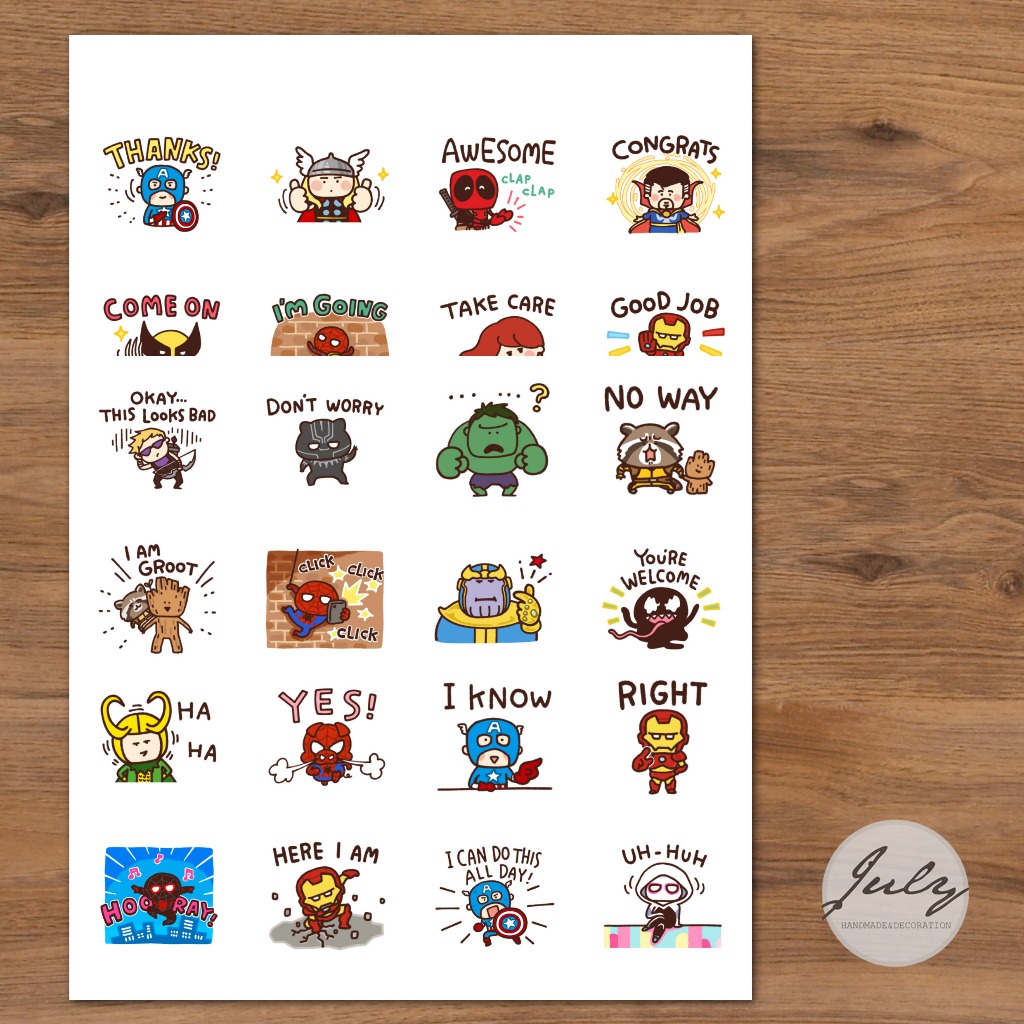 BỘ STICKERS KHỔ A4 - siêu anh hùng Marvel (Mã SP: 0746) | Shopee Việt Nam