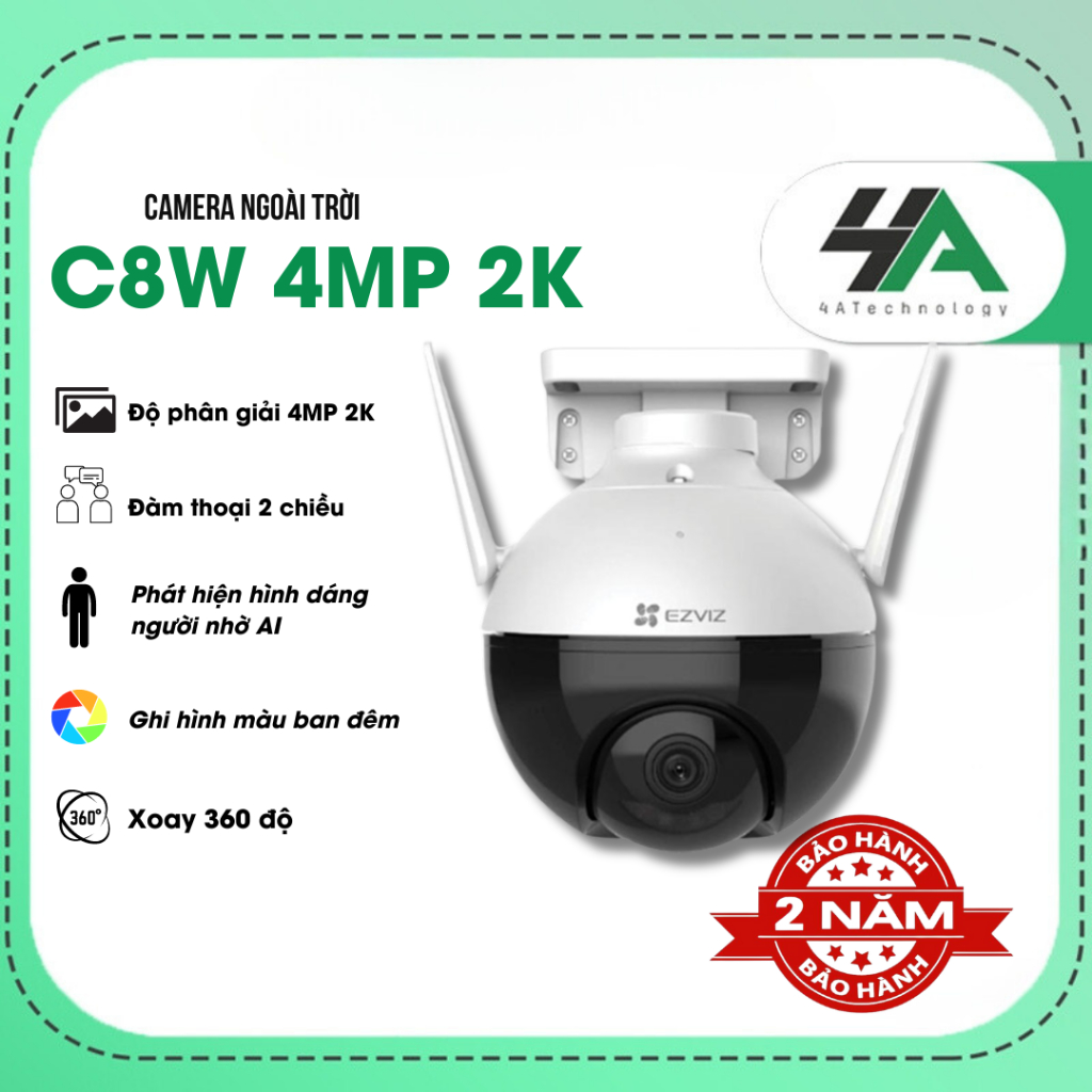 Camera IP wifi, xoay 360 độ, báo động, Đàm thoại Ezviz C8W 4MP 2K tặng ...