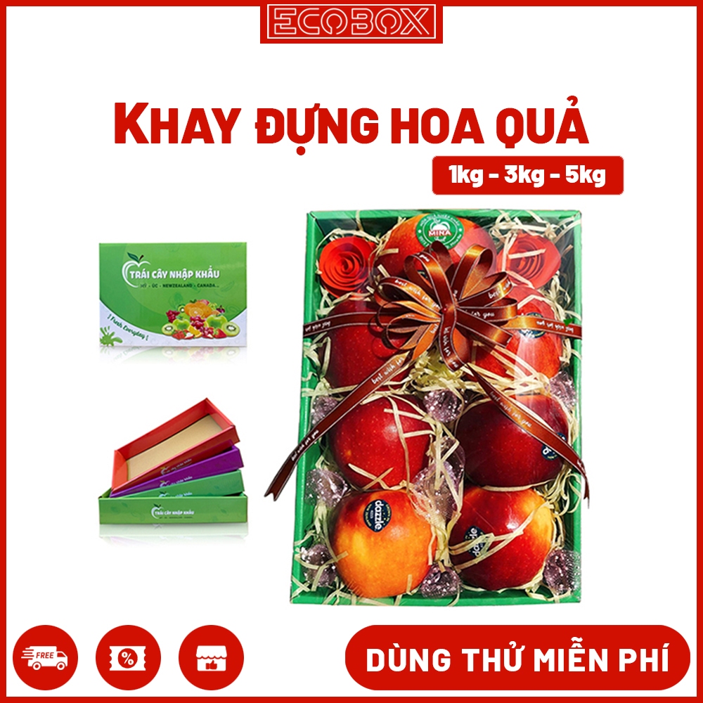 Khay giấy đựng Trái Cây, Hoa Quả nhập khẩu ECOBOX, đủ size 1kg, 3kg, 5kg cứng cáp, sang trọng ...