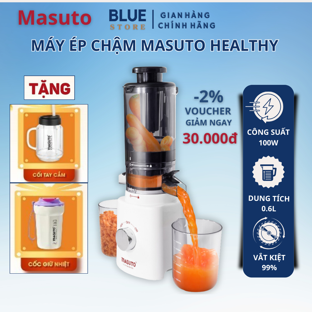 Máy Ép Chậm Trái Cây Masuto HEALTHY Chính Hãng Kèm Quà, Công suất 100W ...