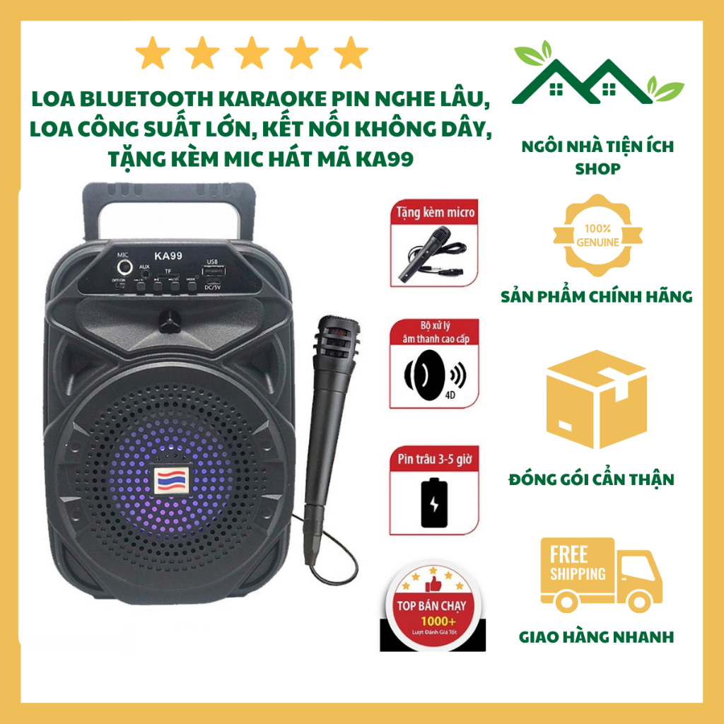 Loa Bluetooth Karaoke Mã KA99 Pin Nghe Lâu, Loa Công Suất Lớn, Kết Nối ...
