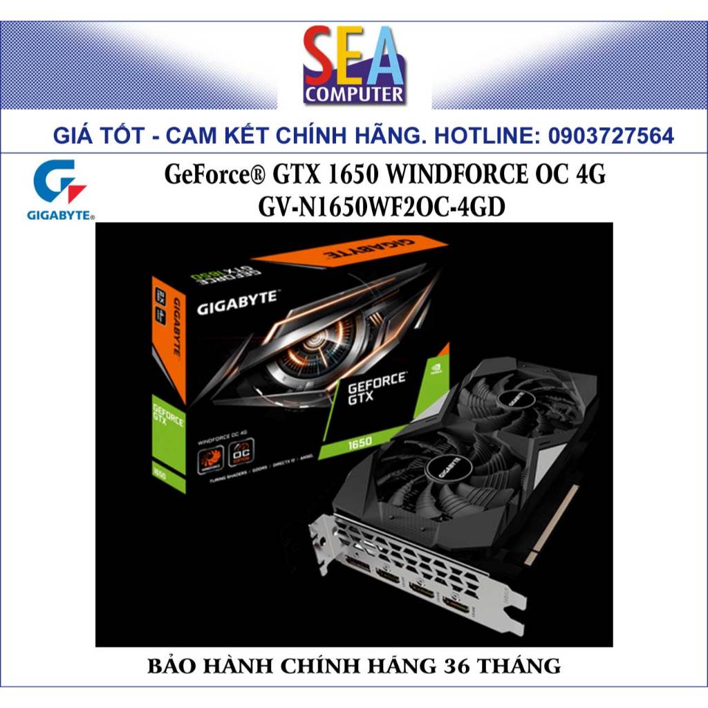 Gigabyte GeForce® GTX 1650 WINDFORCE OC 4G GV-N1650WF2OC-4GD | Shopee Việt Nam