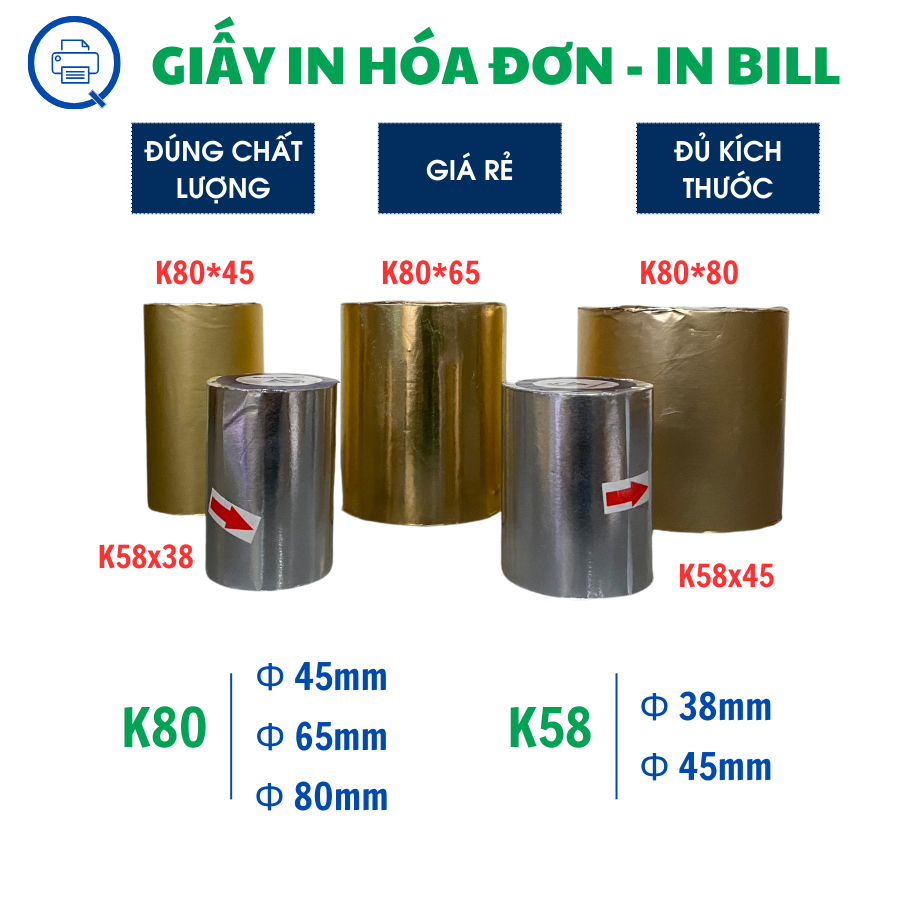[HÀNG CHUẨN] Giấy in hóa đơn nhiệt, in bill tính tiền k80, K58 giá tốt ...