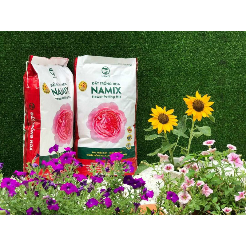 Đất trồng hoa Namix bao 10dm3 khoảng 5kg, đất hoa hồng Namix, giá thể ...