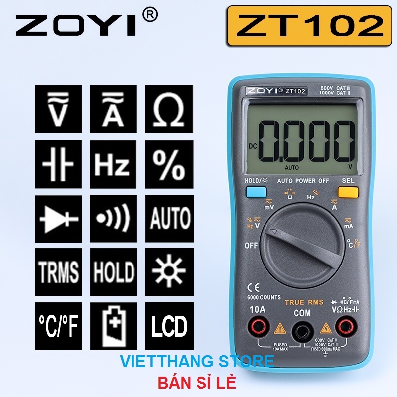 Đồng hồ Vạn năng điện tử ZOYI ZT-102 , ZT-102A Đồng hồ đa năng kỹ thuật ...