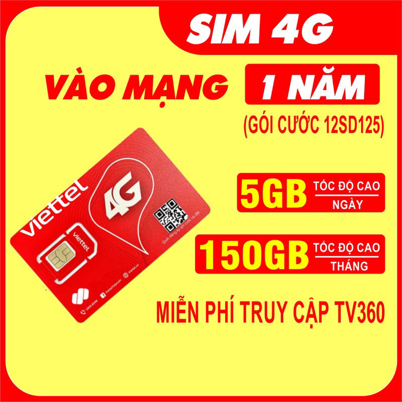 Sim 4G Viettel vào mạng 5gb/ngày tốc độ cao cả năm gói 12SD125 | Shopee Việt Nam