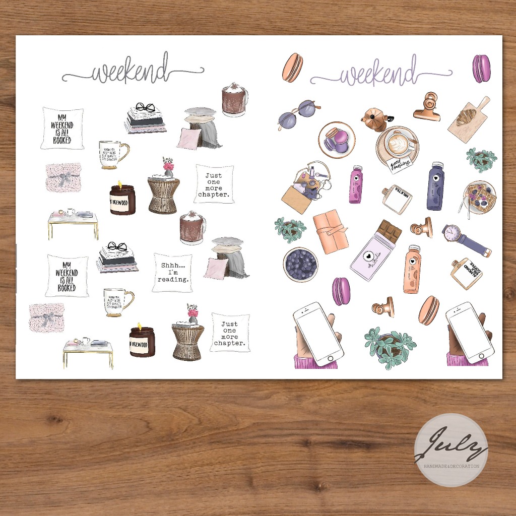 BỘ STICKERS KHỔ A4 - Weekend (Mã SP: 07125) | Shopee Việt Nam