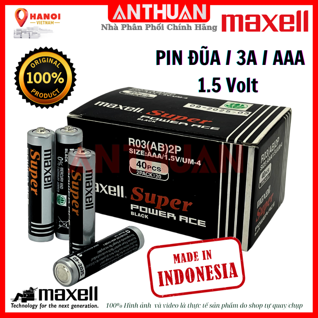 Hộp 40 viên Pin Đũa AAA / 3A Maxell Super Power Ace / Camelion R03P 1.5V. Chất Lượng Cao, Siêu ...