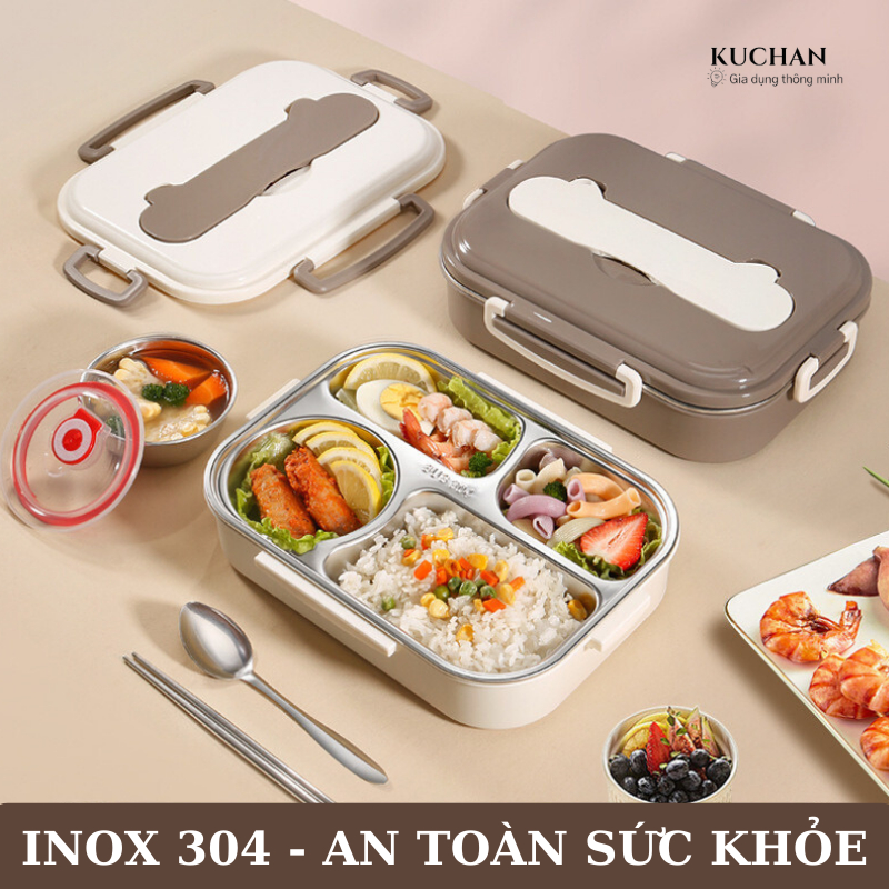 Hộp cơm giữ nhiệt Uchan 2 ngăn 3 ngăn 4 ngăn Khay cơm inox quay lò vi sóng Cà mên giữ nhiệt SP07 ...