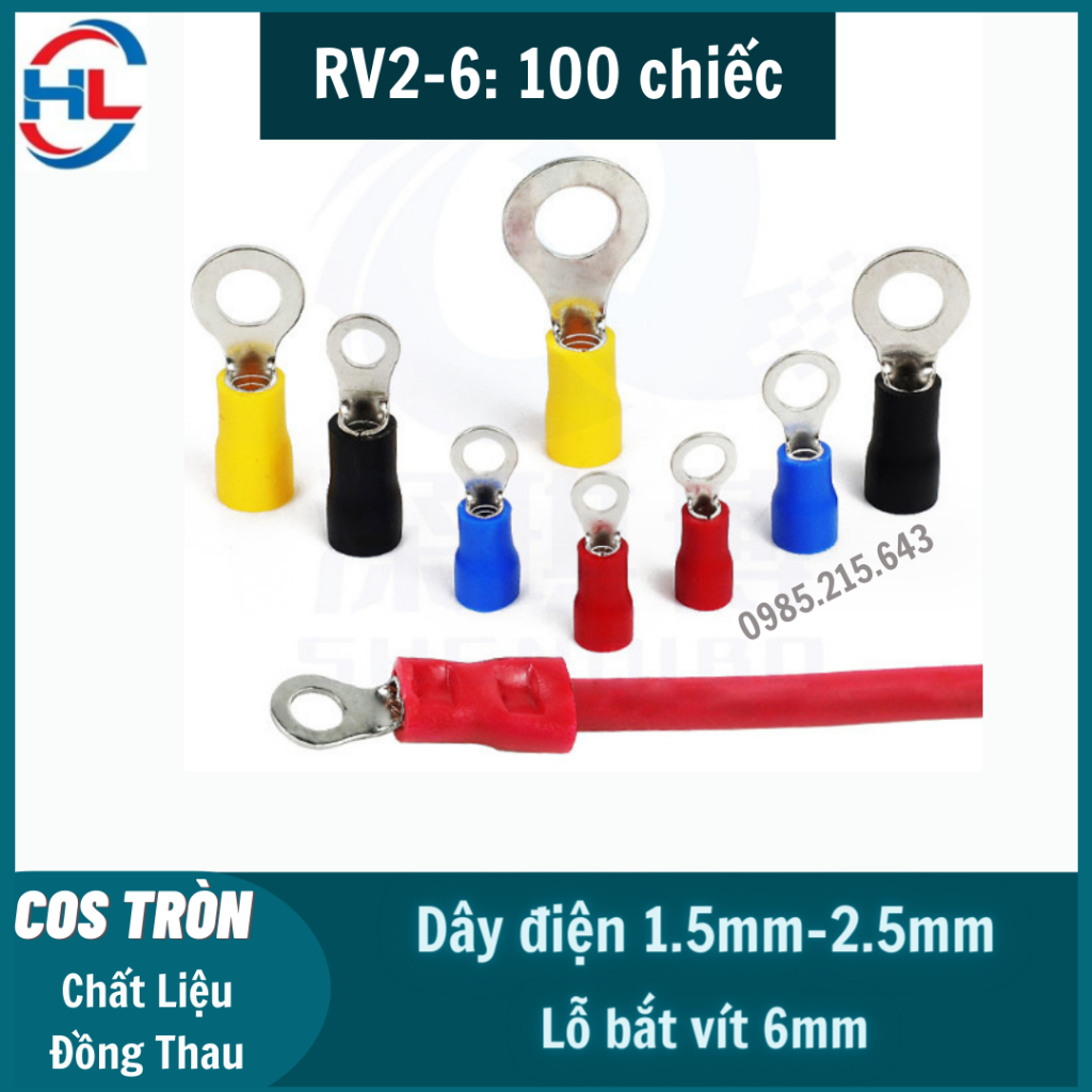 100 Đầu cos tròn RV2-6, đầu cos tròn, đầu cos, đầu cos chữ o | Shopee Việt Nam